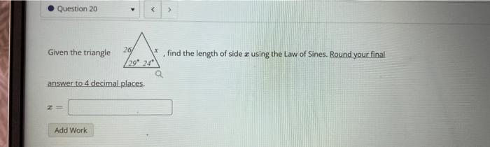 Solved Question 20 Given the triangle 26/ find the | Chegg.com