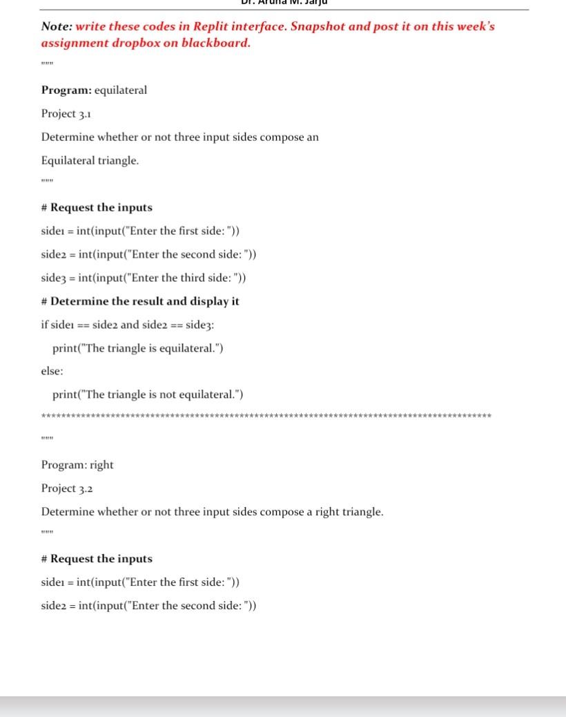 Solved Note: write these codes in Replit interface. Snapshot | Chegg.com