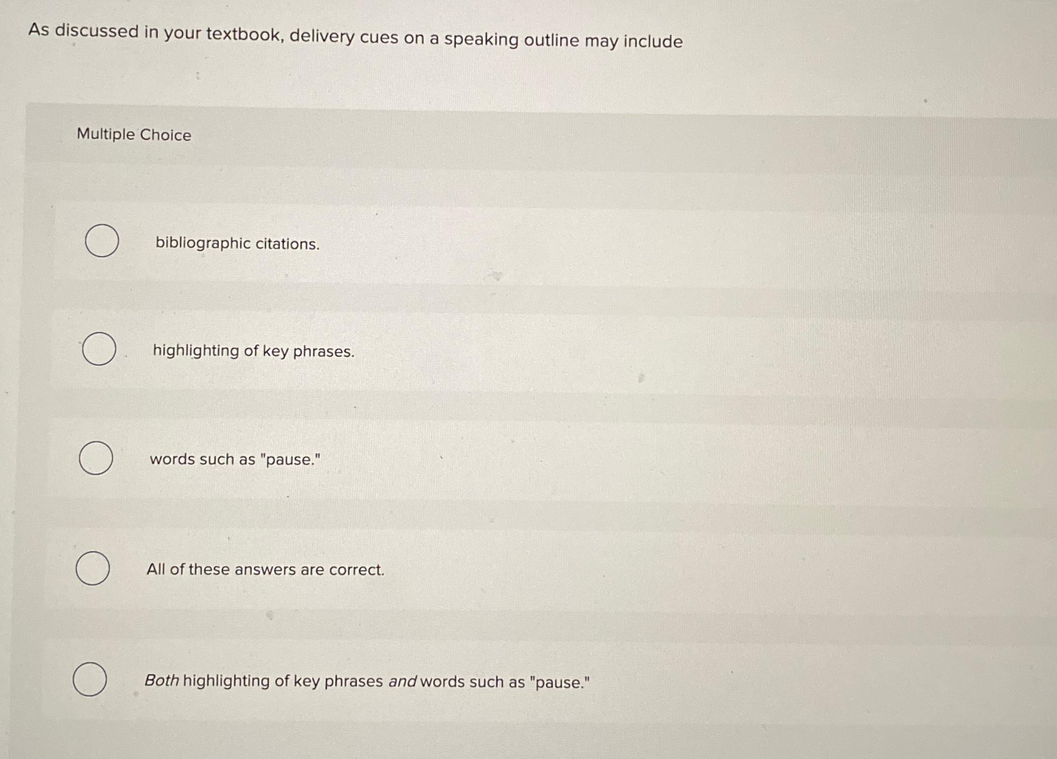 Solved As discussed in your textbook, delivery cues on a | Chegg.com