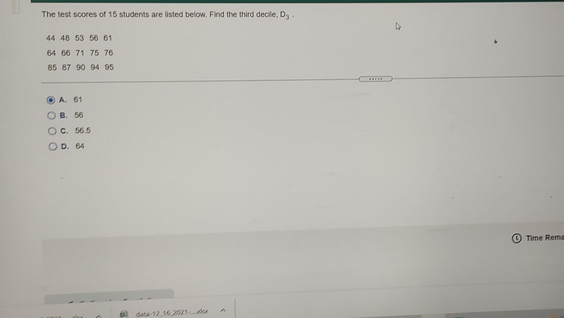 Solved The test scores of 15 students are listed below. Find | Chegg.com