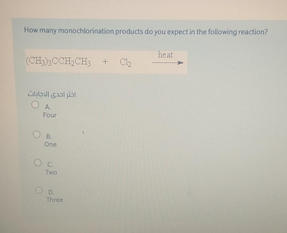 Solved How many monochlorination products do you expect in | Chegg.com
