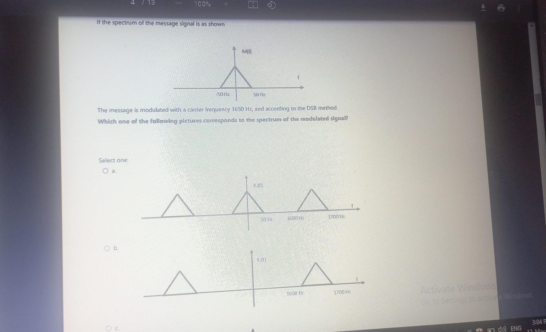 Solved If the spectrum of the message signal is as shown The | Chegg.com