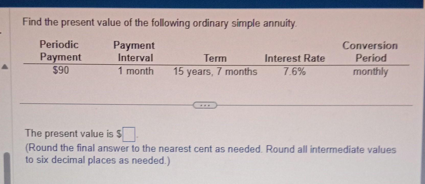 Solved Find the present value of the following ordinary | Chegg.com