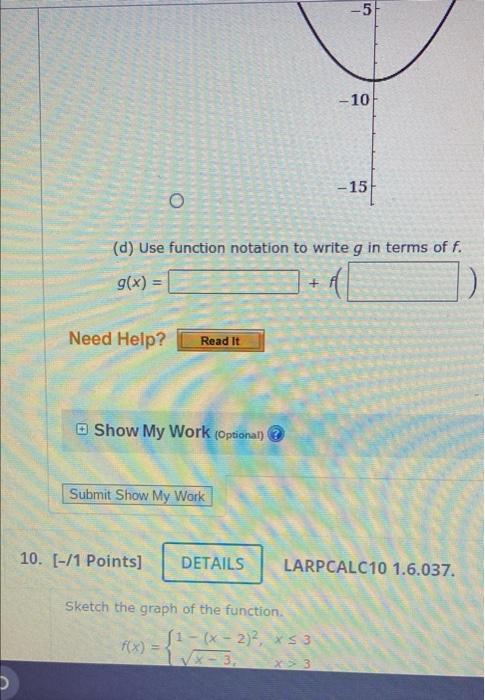 Solved 5 10 15 O D Use Function Notation To Write G In
