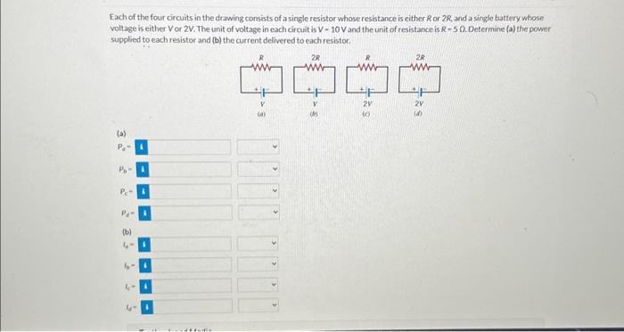 Solved Each of the four circuits in the drawing consists of | Chegg.com