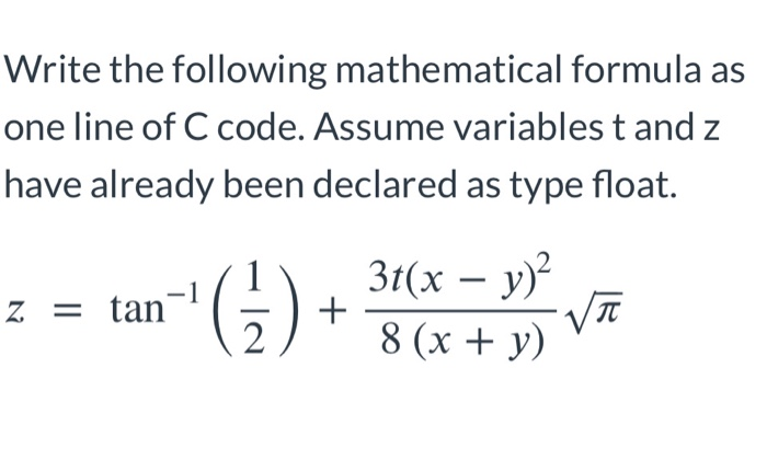 Solved Write the following mathematical formula as one line | Chegg.com