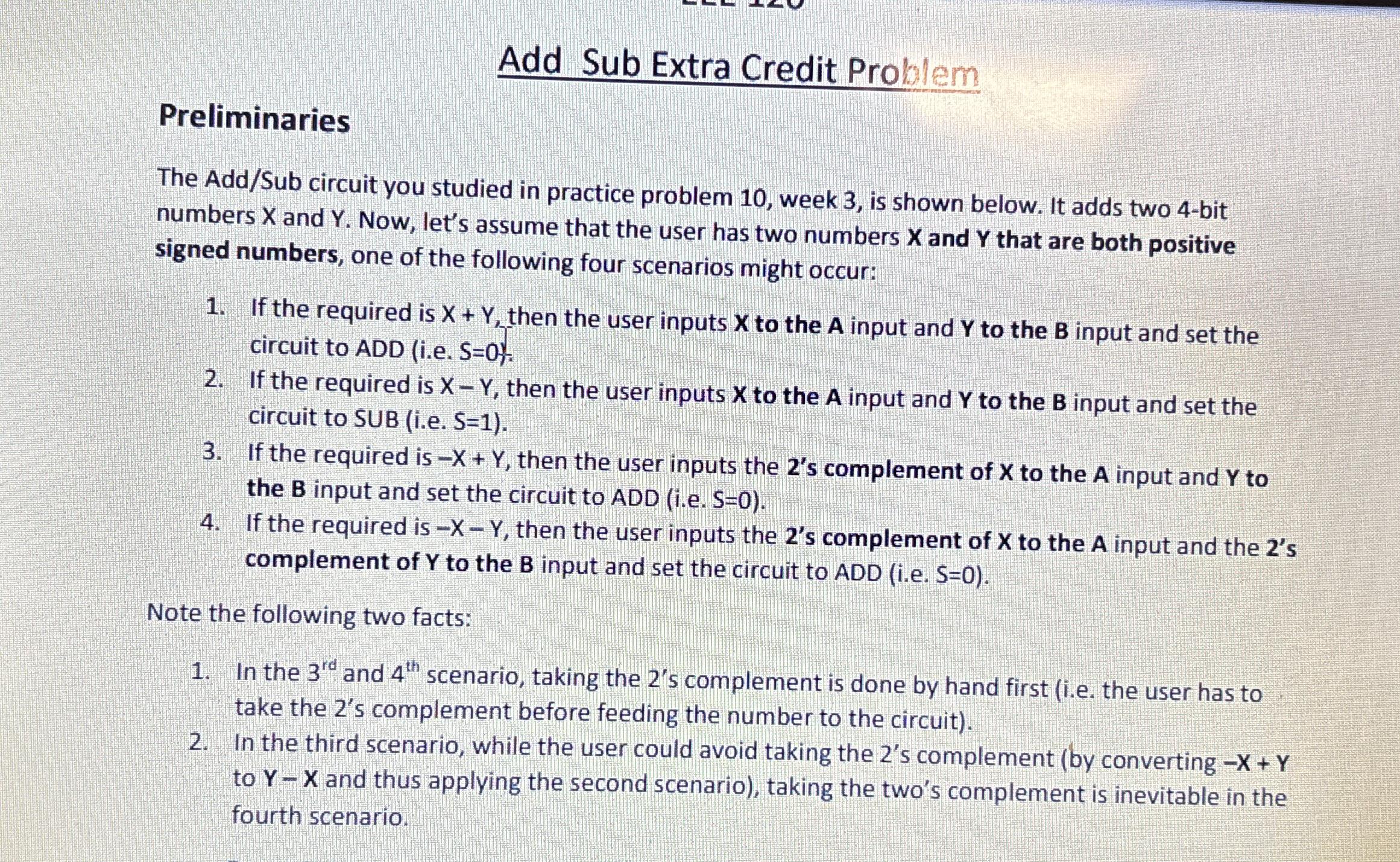 Solved Add Sub Extra Credit ProblemPreliminariesThe Add/Sub | Chegg.com