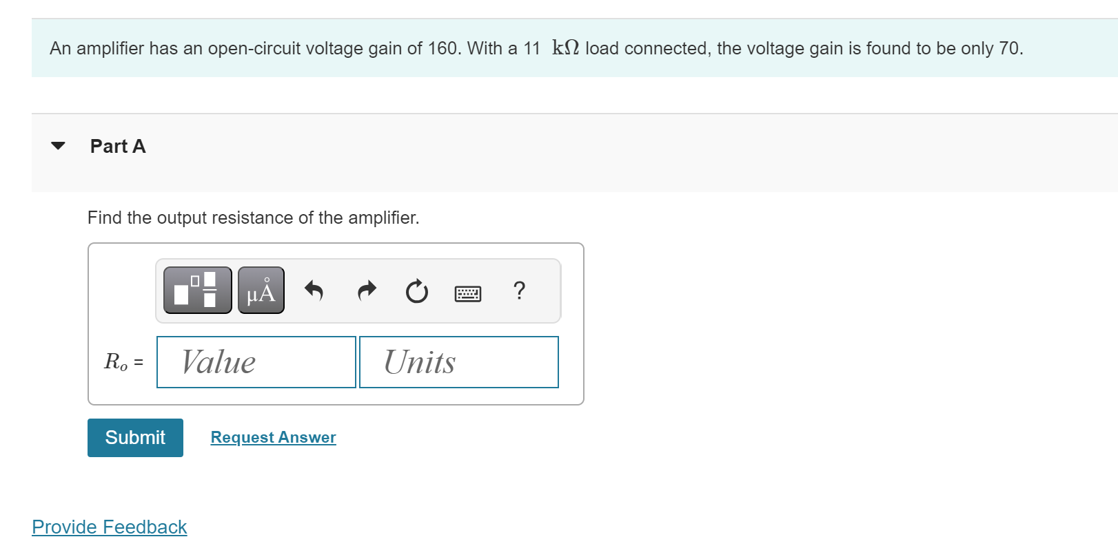 Solved An amplifier has an open-circuit voltage gain of | Chegg.com