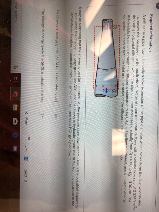 Solved Required information A diffuser in a pipe flow is | Chegg.com