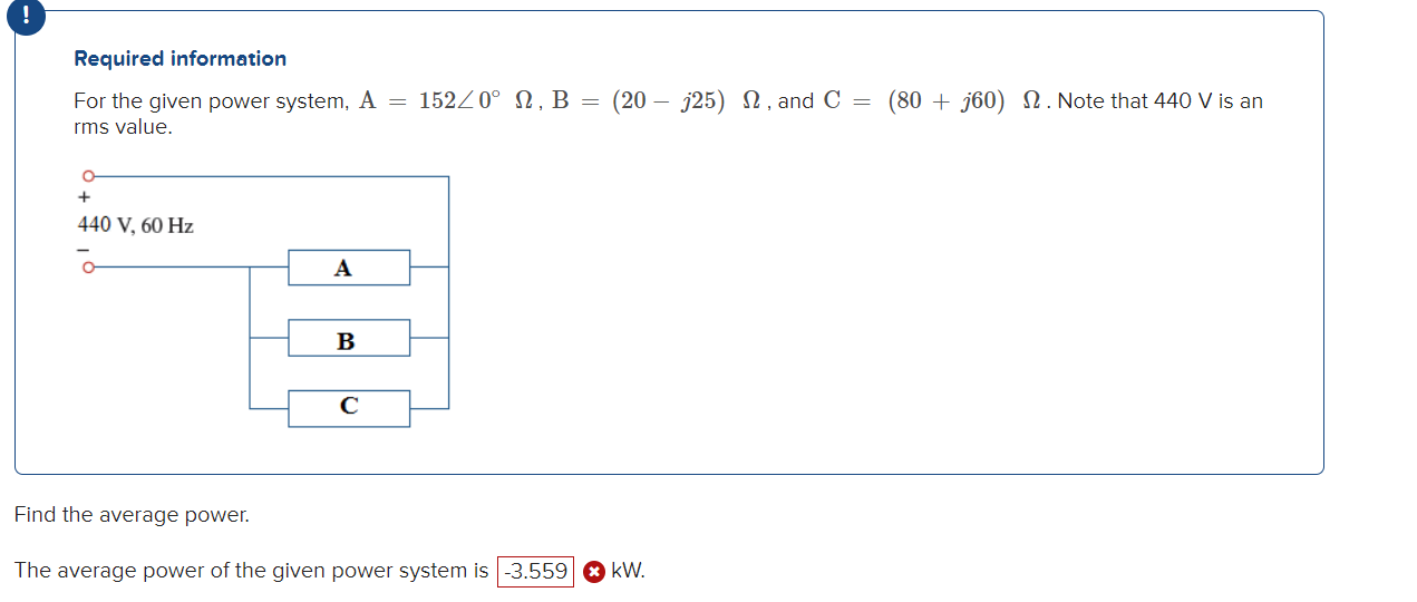 Solved !Required informationFor the given power system, | Chegg.com