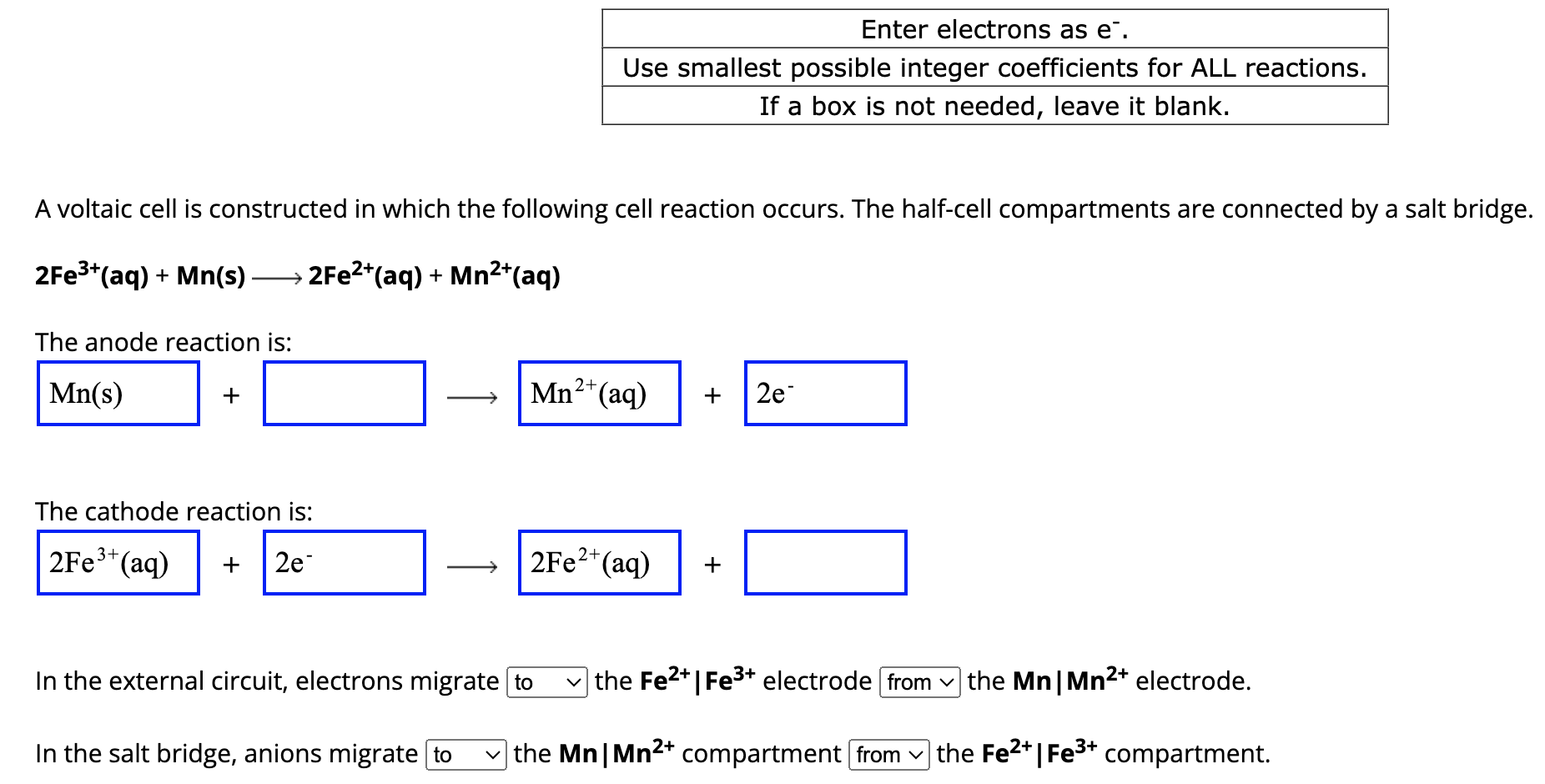 Solved Enter electrons as e-.Use smallest possible integer | Chegg.com