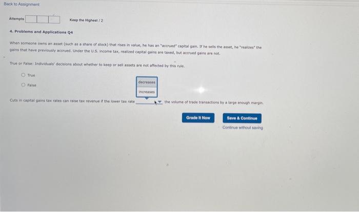 Solved Back to Assignment Attempts Keep the Highest / 2 4. | Chegg.com