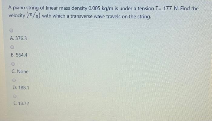 Solved A piano string of linear mass density 0.005 kg/m is | Chegg.com