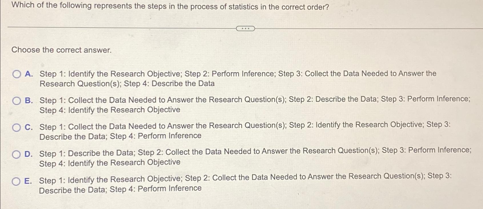 Solved Which of the following represents the steps in the | Chegg.com