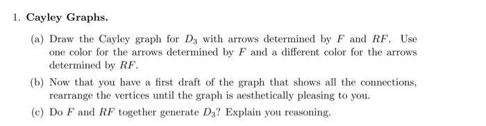 Solved 1. Cayley Graphs. (a) Draw the Cayley graph for D3 | Chegg.com