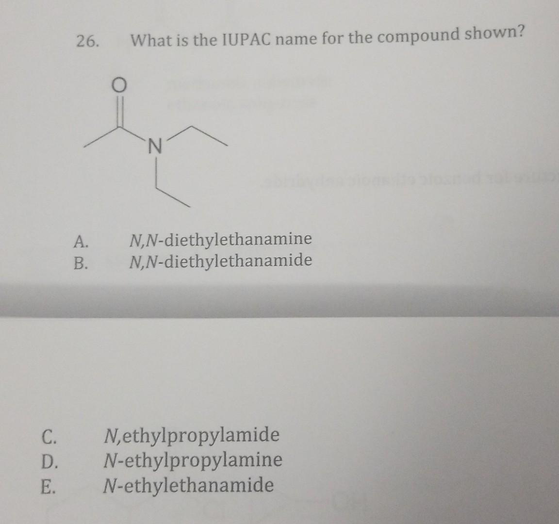 Solved 20. What is the IUPAC name for the compound shown? | Chegg.com