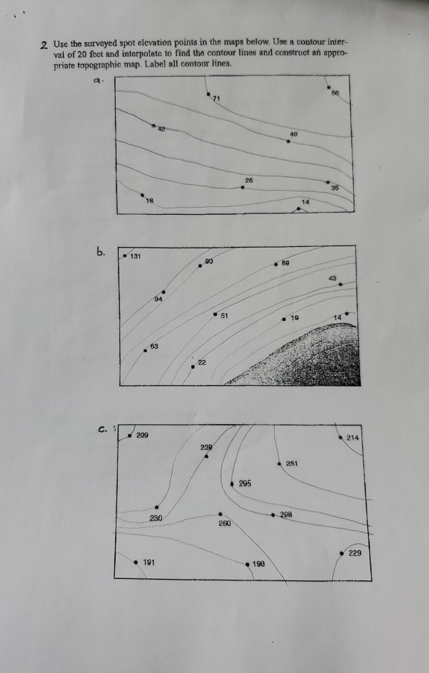 Solved 2 Use the surveyed spot elevation points in the maps | Chegg.com
