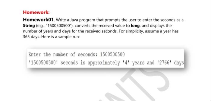 Solved Homework: Homework01. Write a Java program that | Chegg.com
