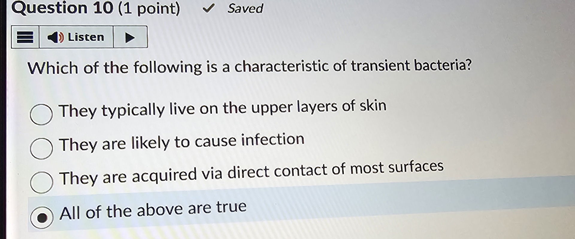 Solved Question 10 (1 ﻿point)SavedWhich of the following is | Chegg.com