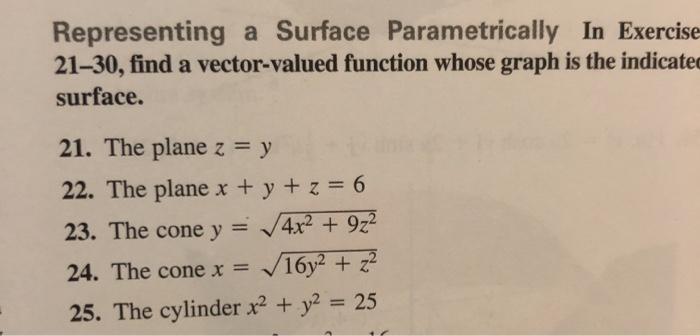 Solved Representing a Surface Parametrically In Exercise | Chegg.com