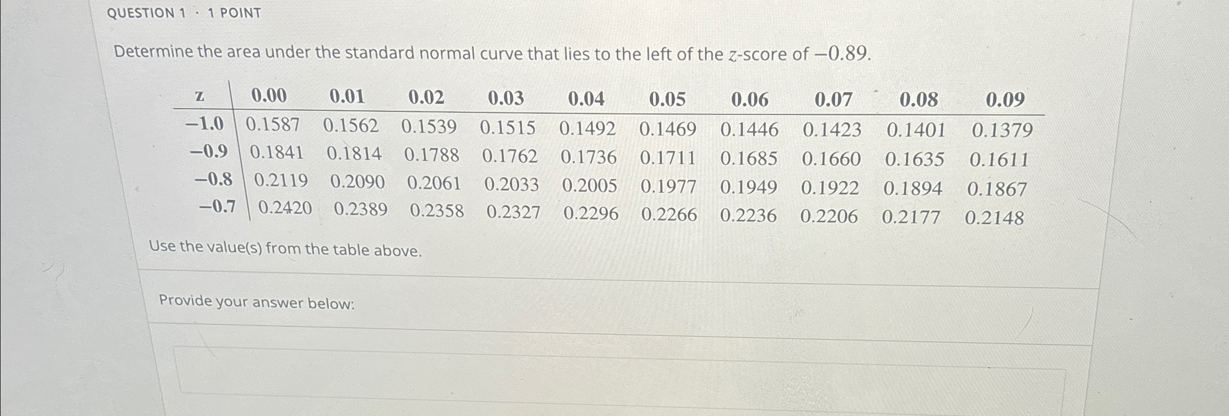 Solved QUESTION 1 - 1 ﻿POINTDetermine the area under the | Chegg.com