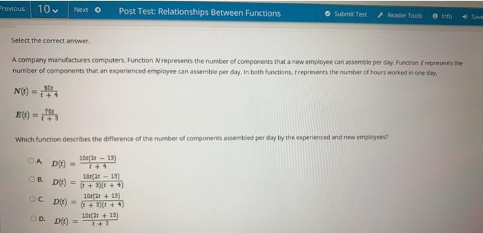 Solved Previous 10, Next → Post Test: Relationships Between | Chegg.com