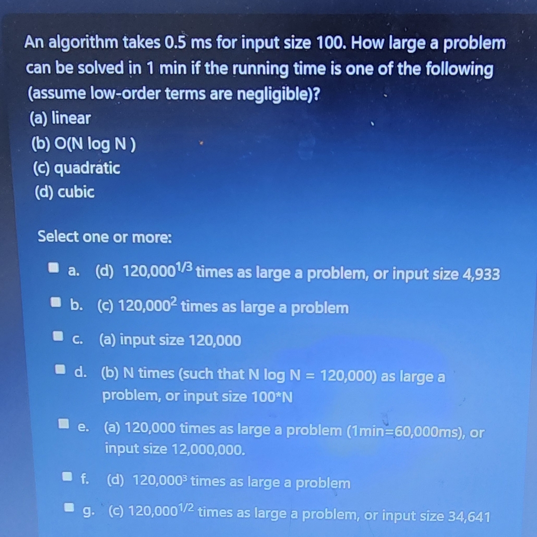 Solved An algorithm takes 0.5 ﻿ms for input size 100. ﻿How | Chegg.com