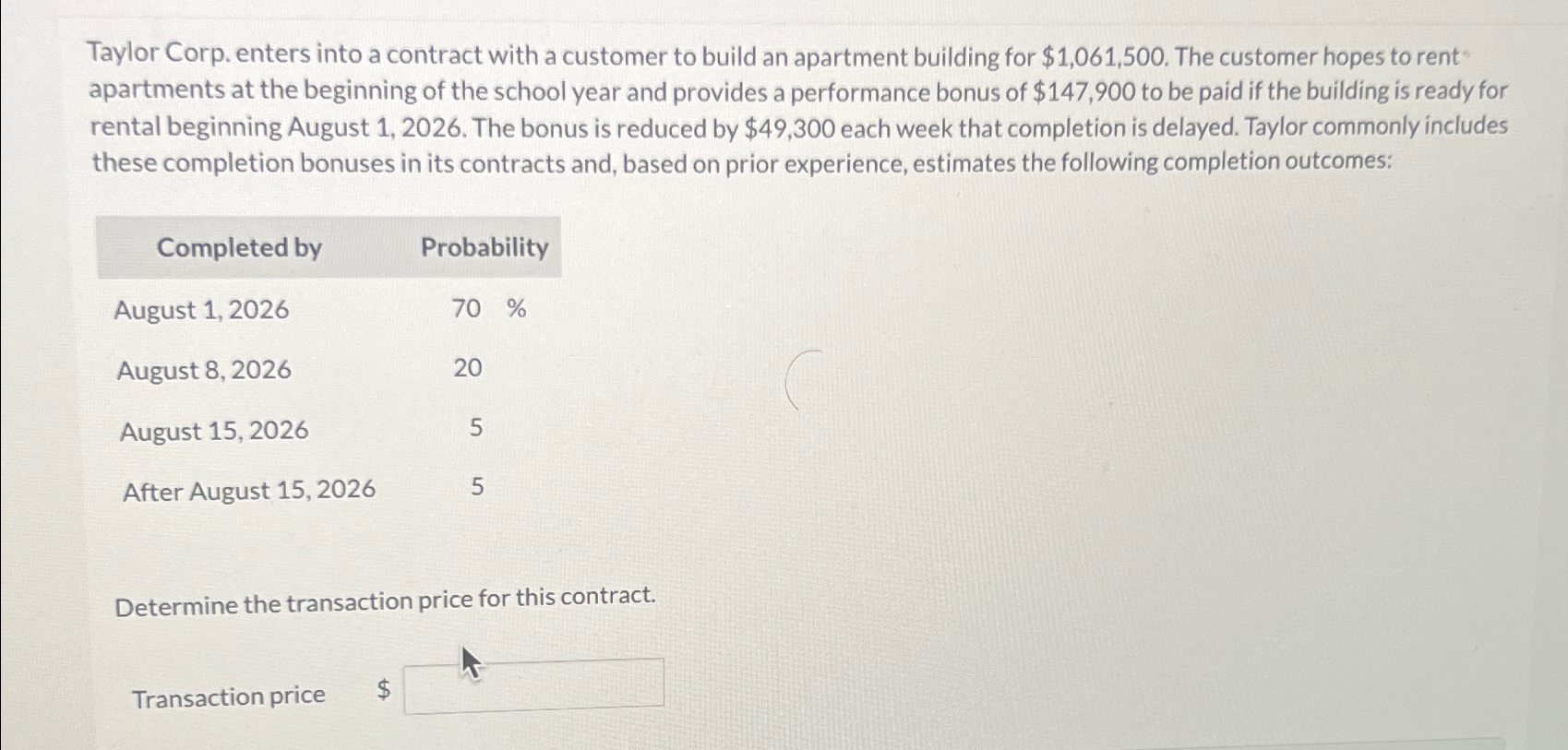 Solved Taylor Corp. enters into a contract with a customer | Chegg.com