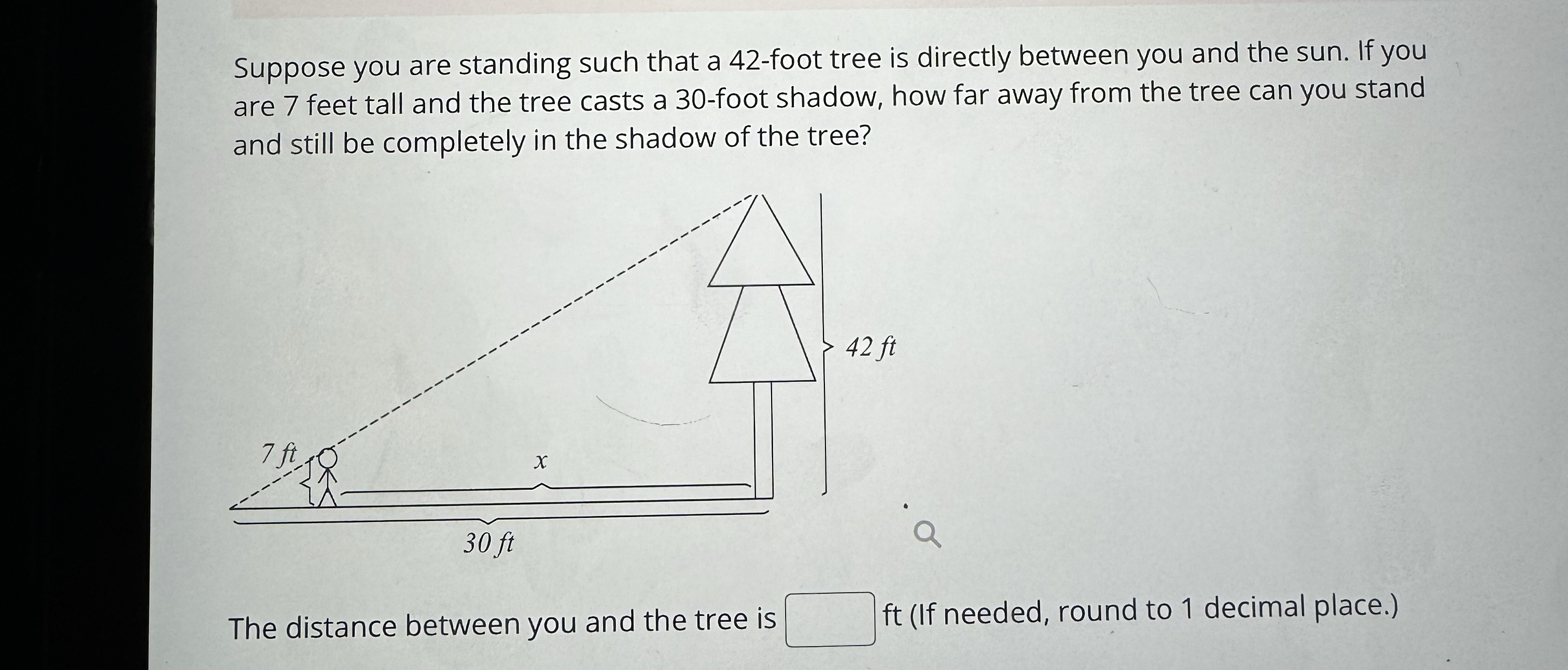 Solved Suppose you are standing such that a 42 -foot tree is | Chegg.com