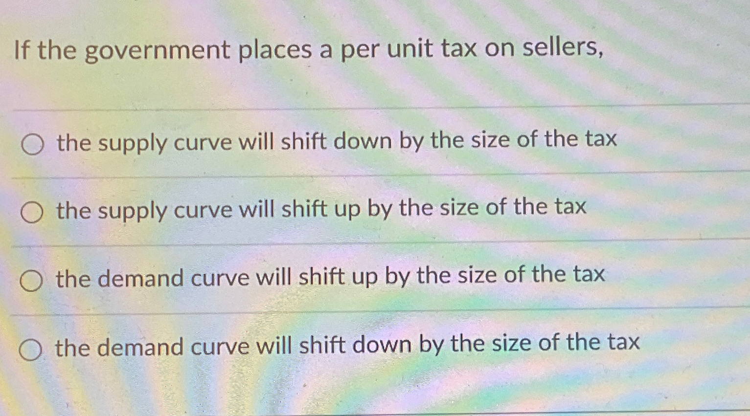 Solved If the government places a per unit tax on sellers, | Chegg.com