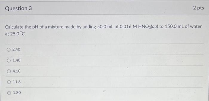 Solved Calculate the pH of a mixture made by adding 50.0 mL | Chegg.com