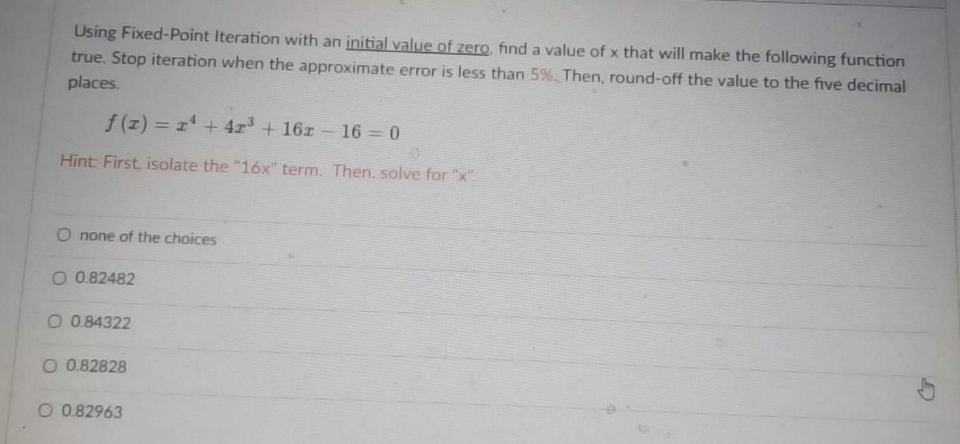 Solved Using Fixed-Point Iteration with an initial value of | Chegg.com