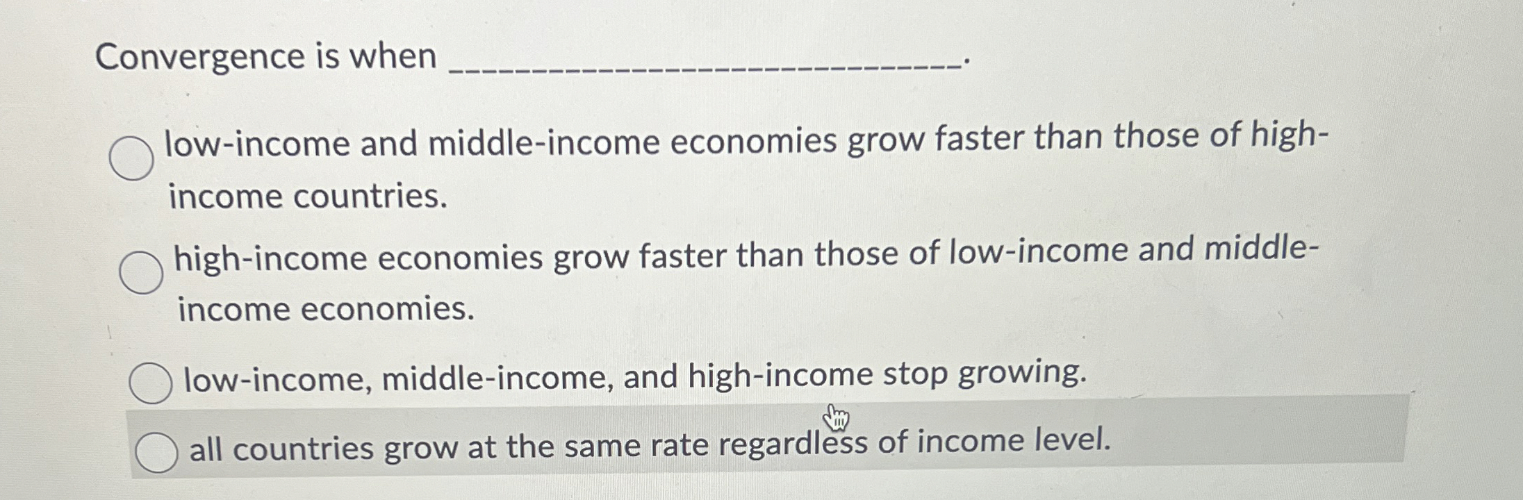 Solved Convergence is whenlow-income and middle-income | Chegg.com
