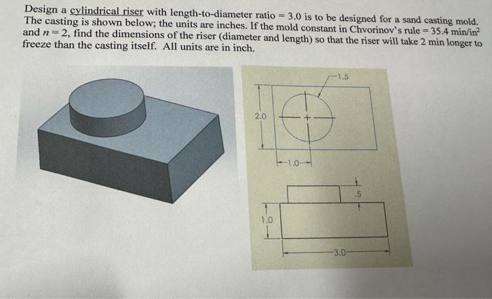 Solved Design a cylindrical riser with length-to-diameter | Chegg.com