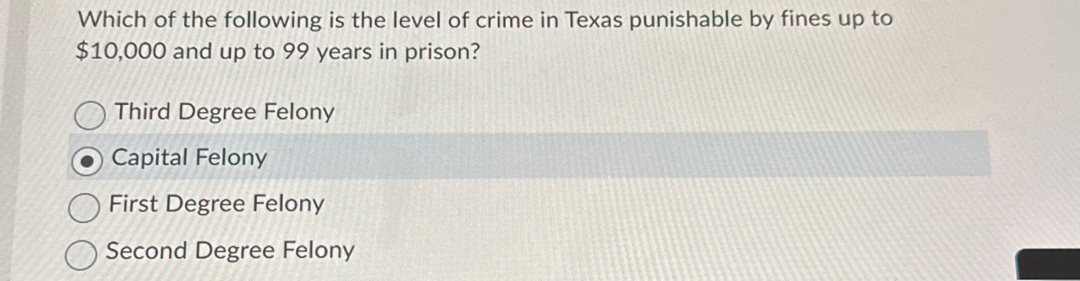 Solved Which of the following is the level of crime in Texas | Chegg.com