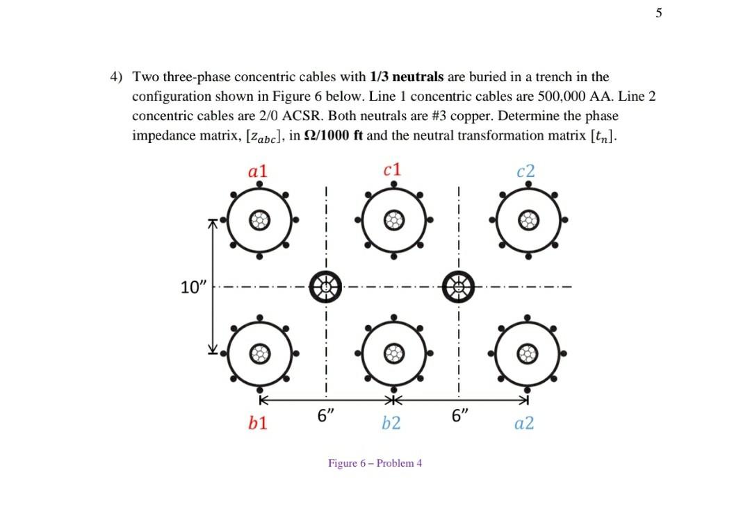 Solved 4) Two three-phase concentric cables with 1/3 | Chegg.com