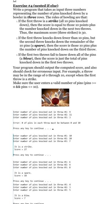 Solved Exercise #4_(nested if-else) Write a program that | Chegg.com