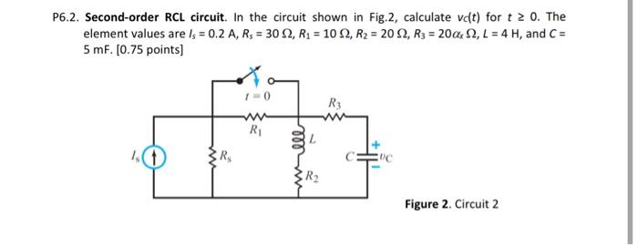 Solved P6.2. Second-order RCL circuit. In the circuit shown | Chegg.com