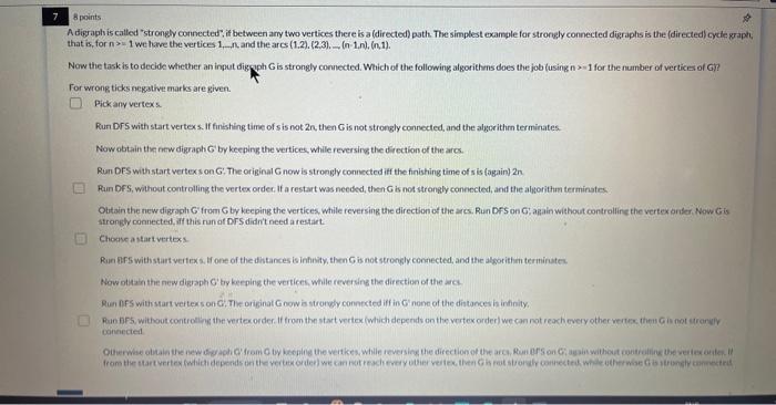 Solved A points A digraph is called "strongly connected", if | Chegg.com