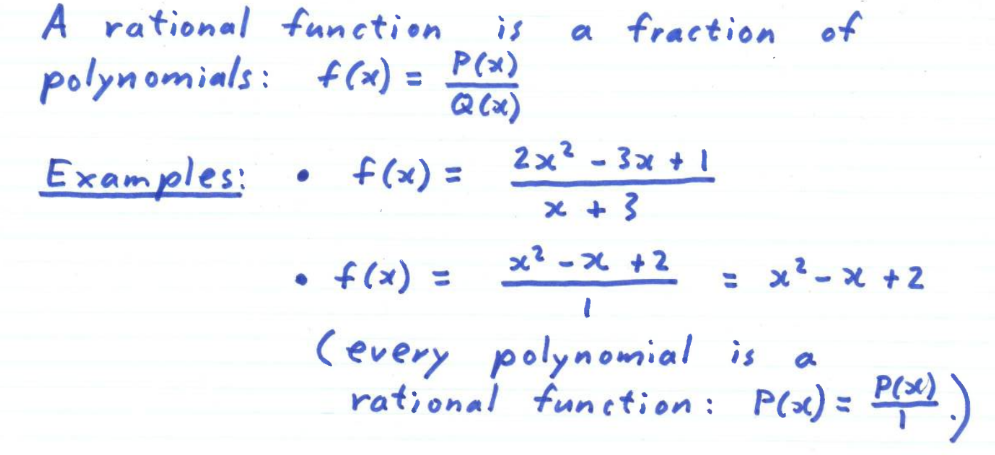 Solved A rational function is a fraction of polynomials: | Chegg.com