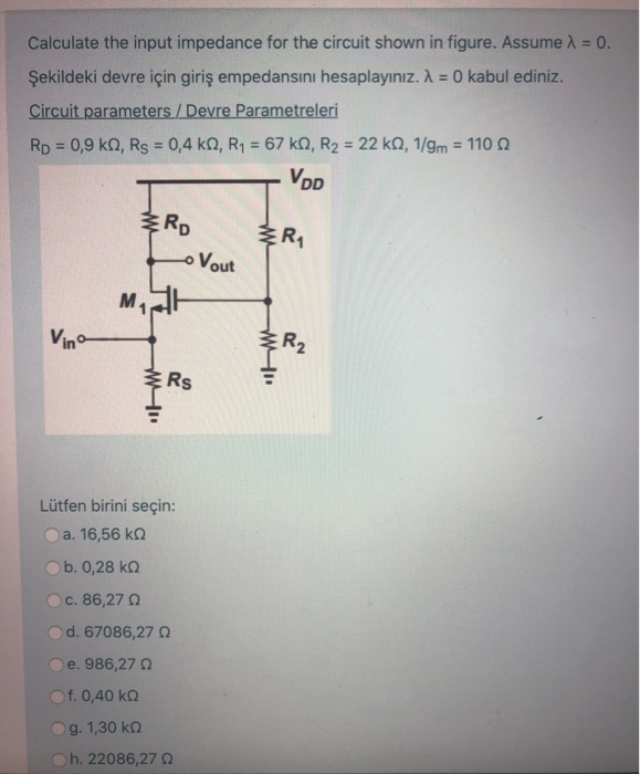 Solved Calculate the input impedance for the circuit shown | Chegg.com