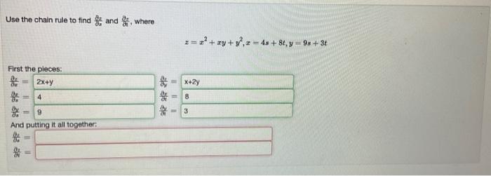 Solved Use the chain rule to find and, where First the | Chegg.com
