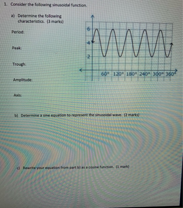 Solved 1. Consider the following sinusoidal function. a) | Chegg.com