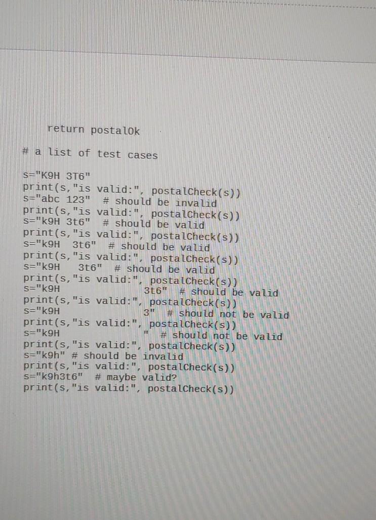 # Input: 3 characters, postalcode prefix # | Chegg.com