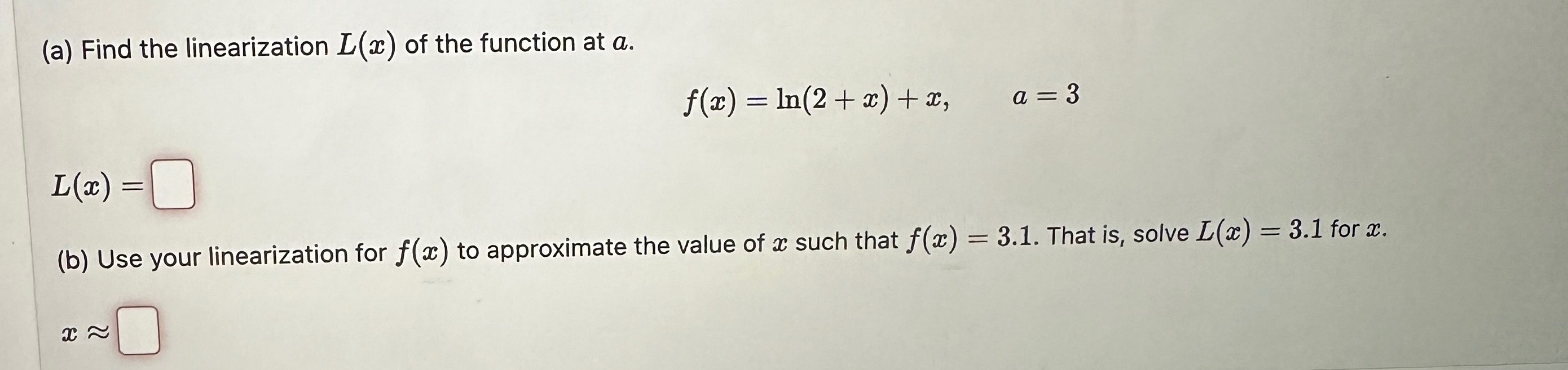 Solved need help with b)(a) ﻿Find the linearization L(x) ﻿of | Chegg.com