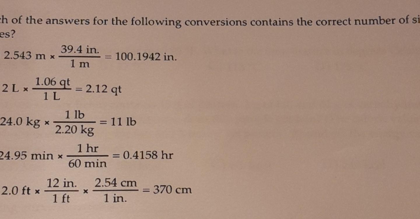 Solved h of the answers for the following conversions | Chegg.com