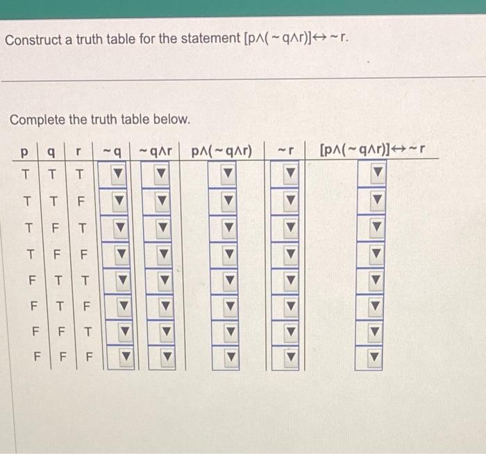 Solved Construct a truth table for the statement | Chegg.com