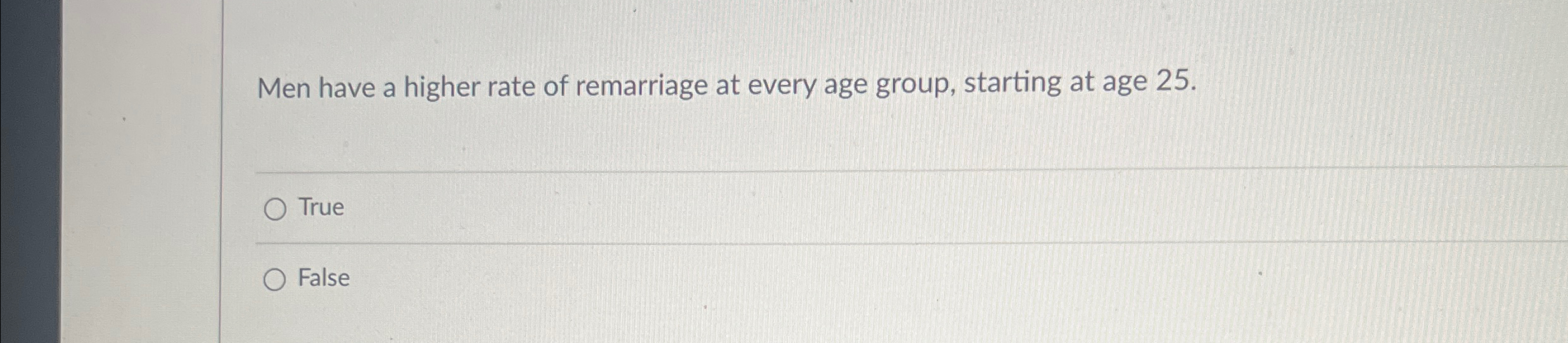 Solved Men have a higher rate of remarriage at every age | Chegg.com