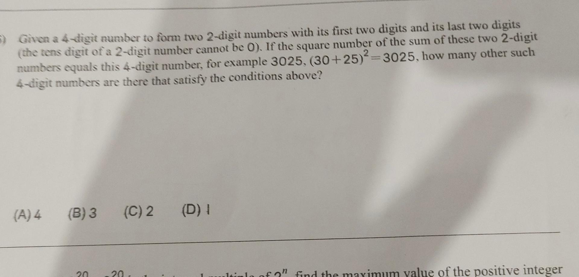 Solved Given a 4 -digit number to form two 2-digit numbers | Chegg.com