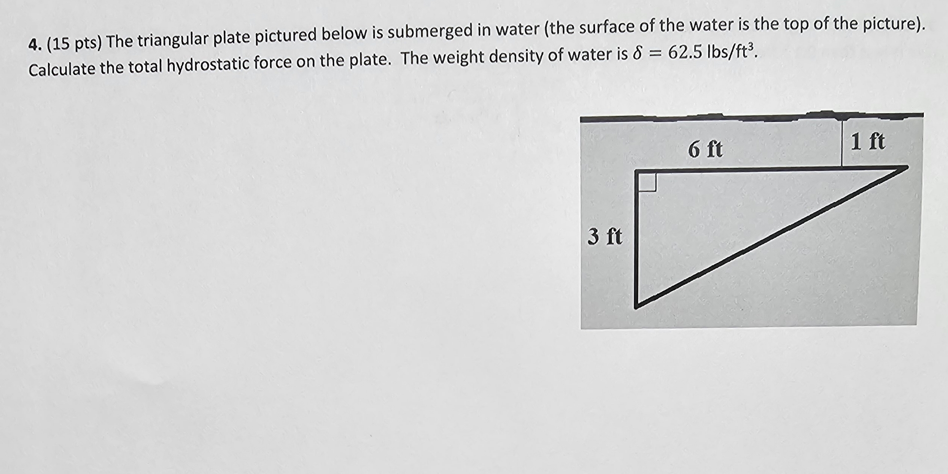 Solved The triangular plate pictured below is submerged in | Chegg.com